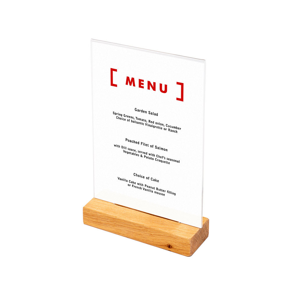 Wooden T Stand Menu Holder | Showdowndisplays.eu